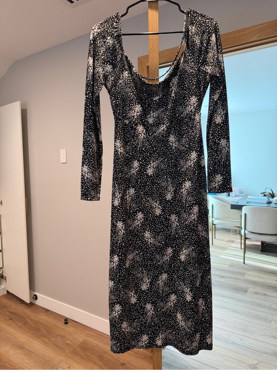 Lush | Dresses | Lush Black And White Speckled Long Sleeve Midi Dress ...